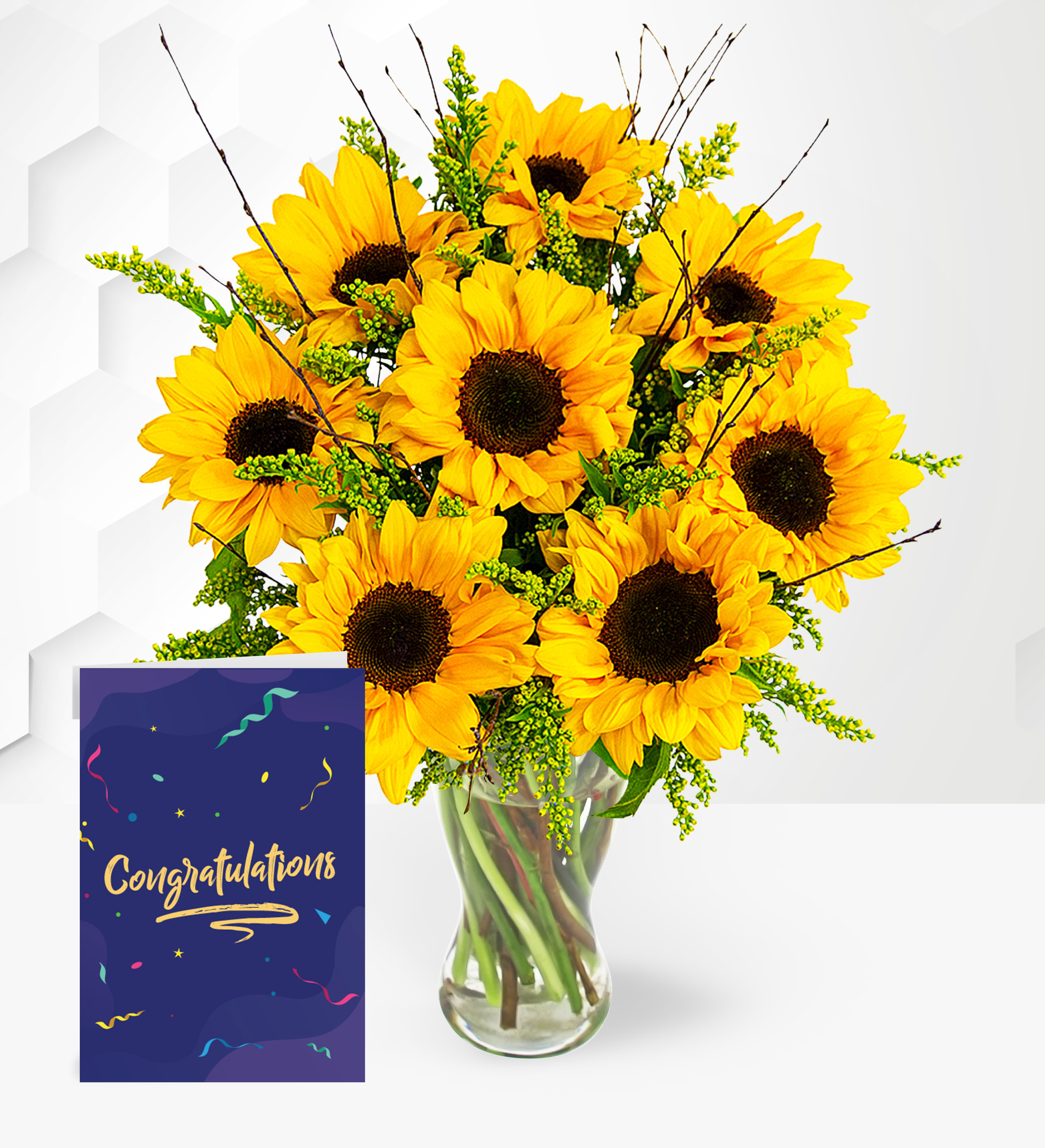 Sensational Sunflowers with Congratulations Card | Prestige Flowers